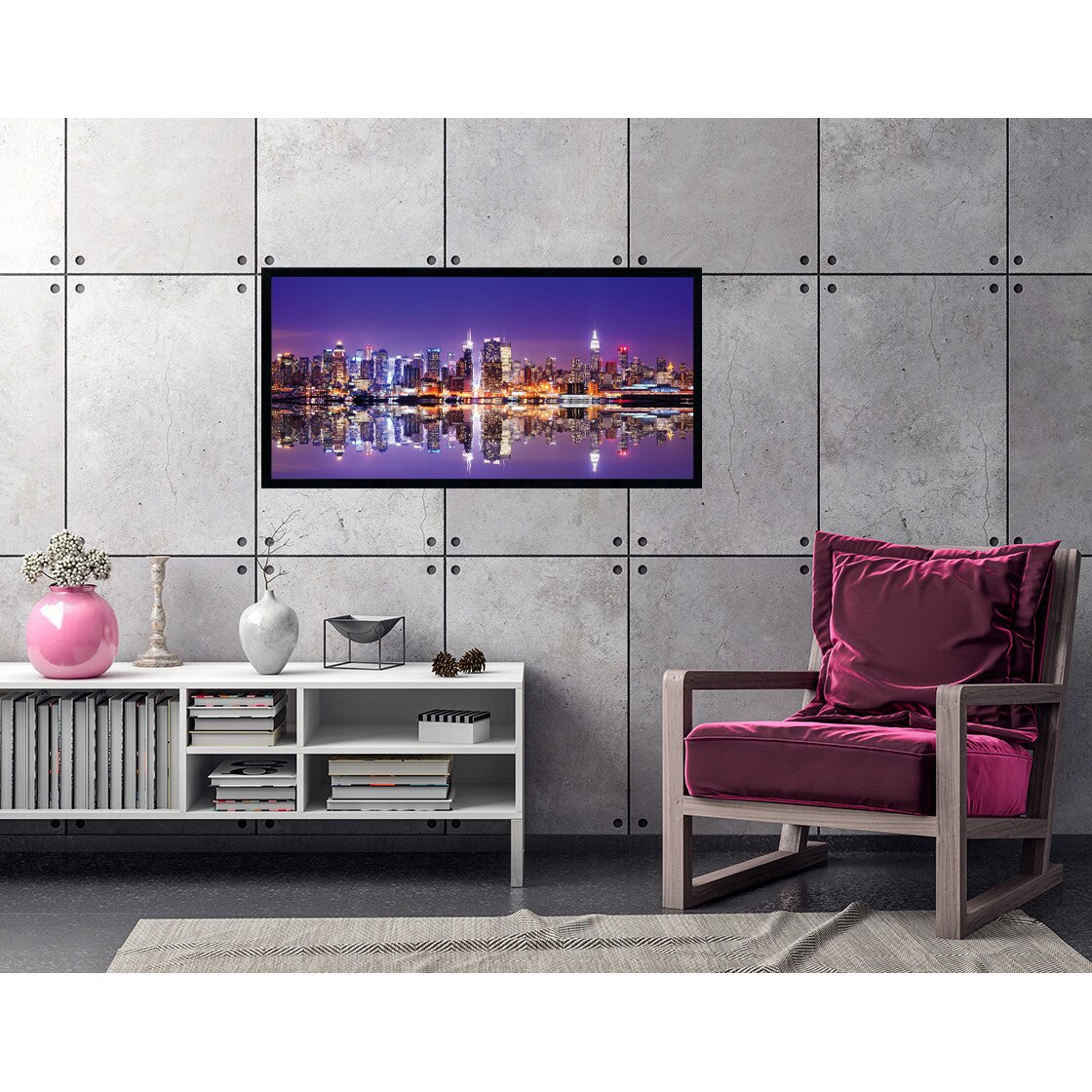 Afis modern, rama neagra, Postergaleria, 50x100 cm, Orasul 3 - eMAG.ro