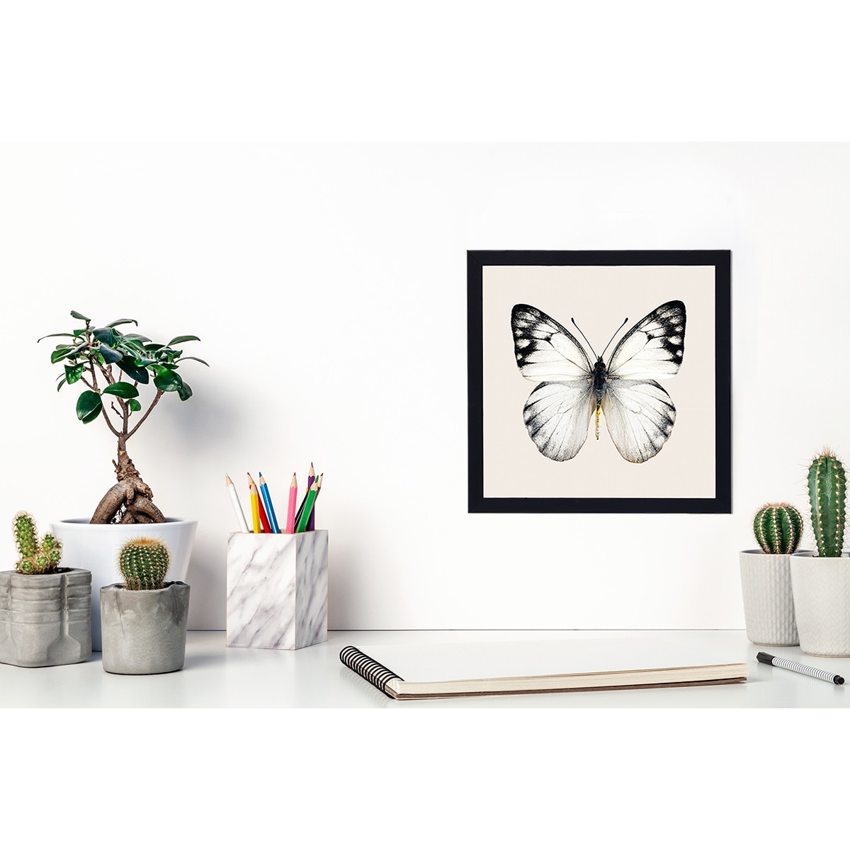Afis modern, rama neagra, Postergaleria, 30x30 cm, Fluturele 1 - eMAG.ro