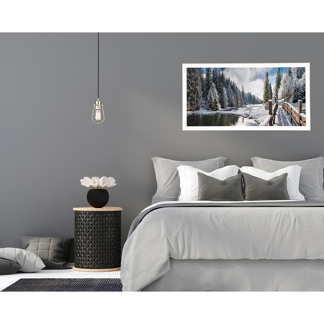 Afis modern, rama alba, Postergaleria, 50x100 cm, Iarna 1 - eMAG.ro