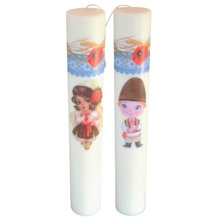 Set 2 Lumanari nunta motive Traditionale H35cm D5,5cm - eMAG.ro