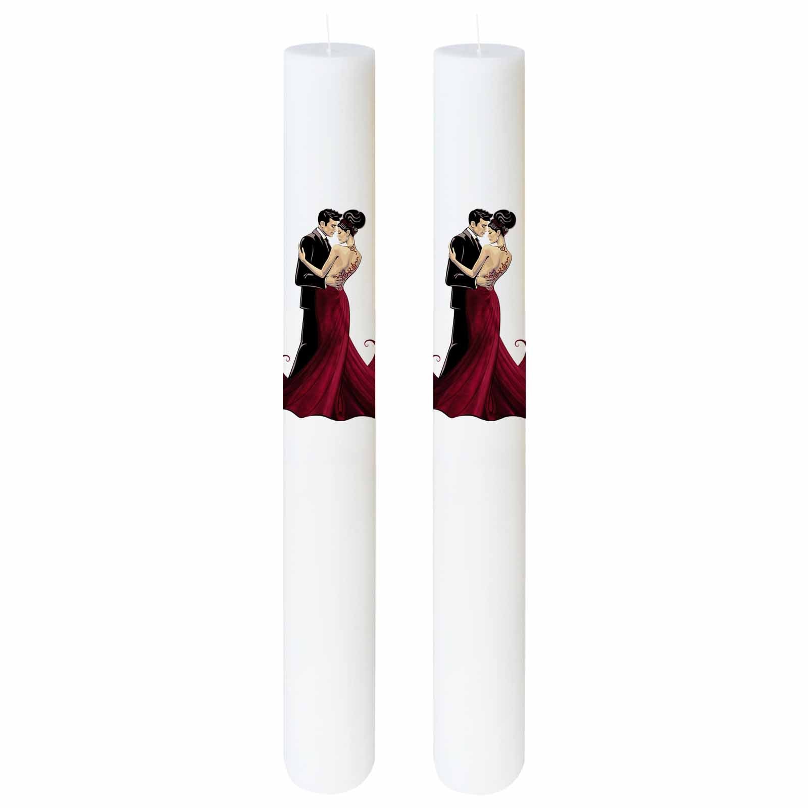 Set 2 Lumanari Nunta Miri Dansand bordo H40cm D4,5cm - eMAG.ro