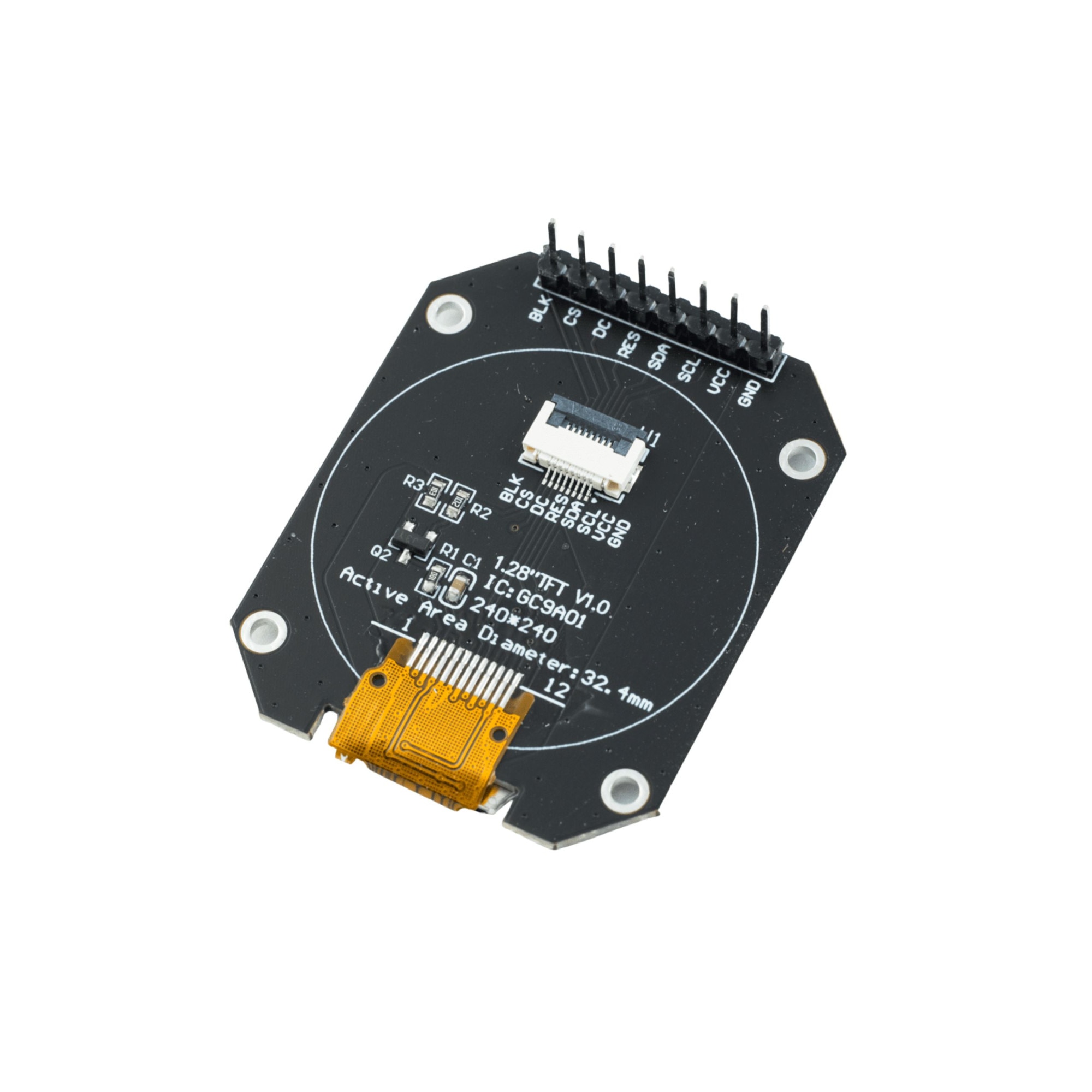 Afisaj rotund TFT IPS GC9A01 240x240px SPI 1.28 inch, Negru - eMAG.ro