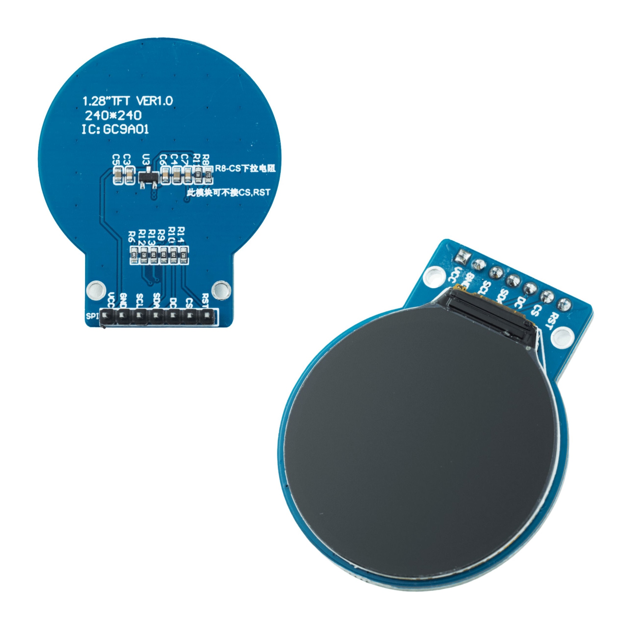 Afisaj rotund TFT IPS GC9A01 240x240px SPI 1.28 inch, Albastru - eMAG.ro