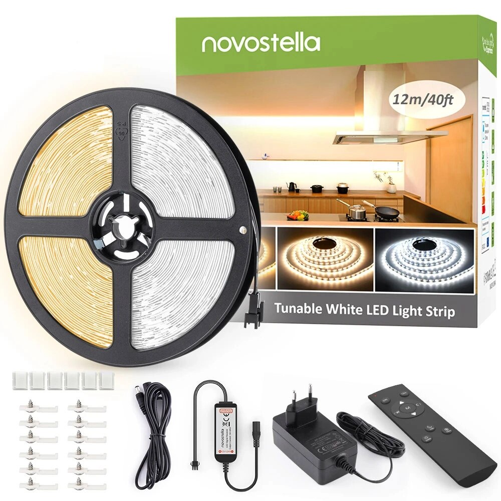 Banda LED Novostella, cu telecomanda, dimmer, 120 leduri/m, lumina alba ...