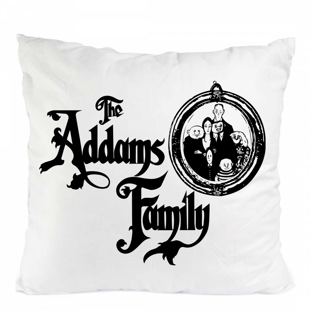 Perna personalizata the addams family, Poliester, Alb, 40 x 40 cm - eMAG.ro