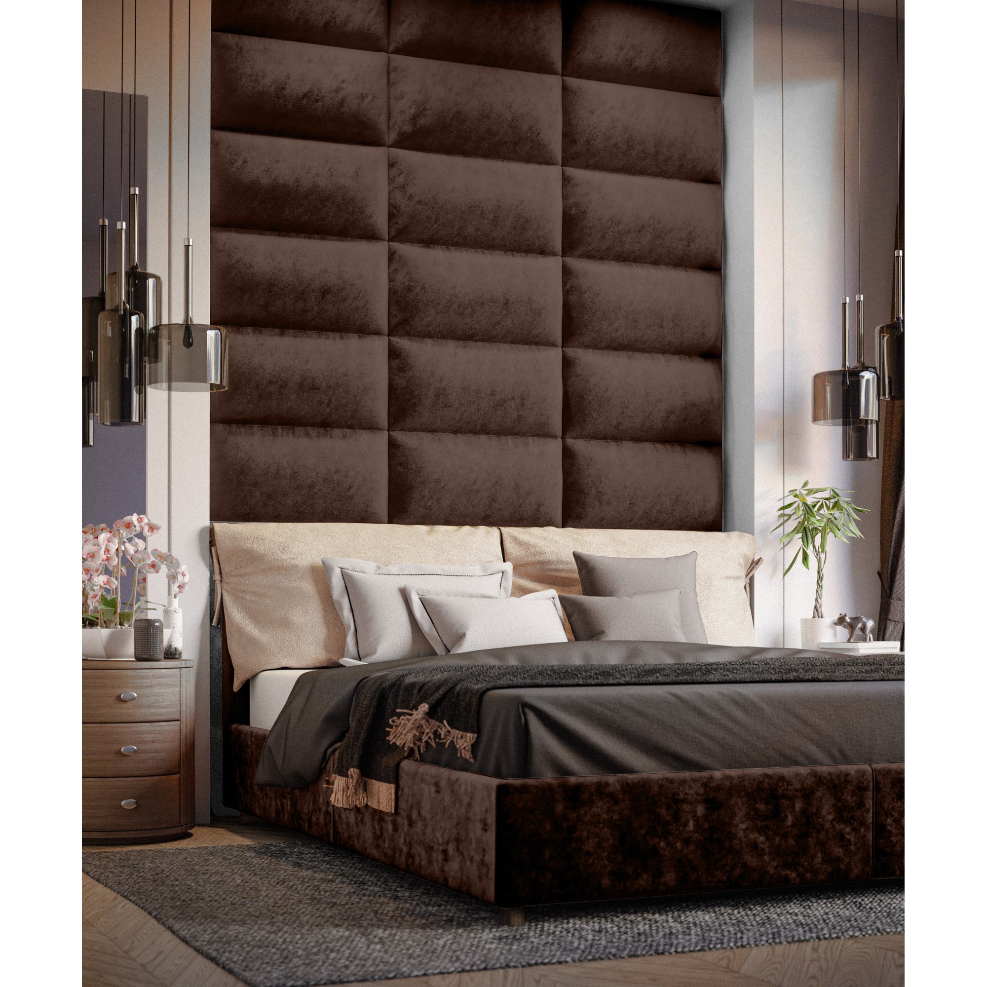 Panou Tapitat Pentru Perete Catifea 3D 70x30cm culoarea Maro - eMAG.ro