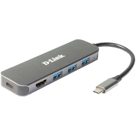 HUB USB D-LINK DUB-2333, USB Type C, cablu 10 cm, metalic, argintiu - eMAG.ro