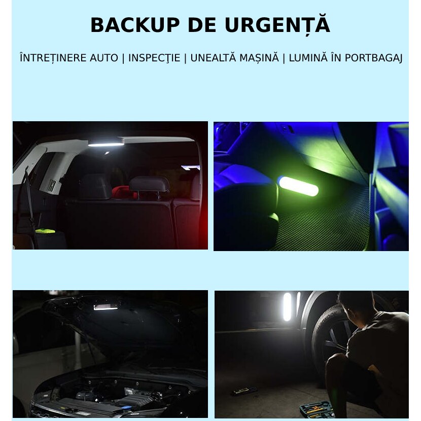 Lampa portabile, LED, RGB, 2000mAh, USB-C, Alb - eMAG.ro