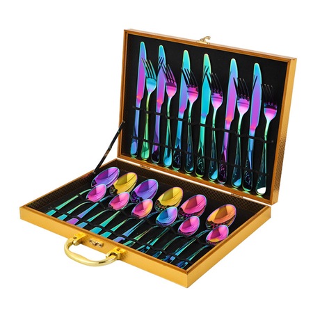 Set 24 tacamuri, Otel inoxidabil, Pentru 6 persoane, Multicolor - eMAG.ro