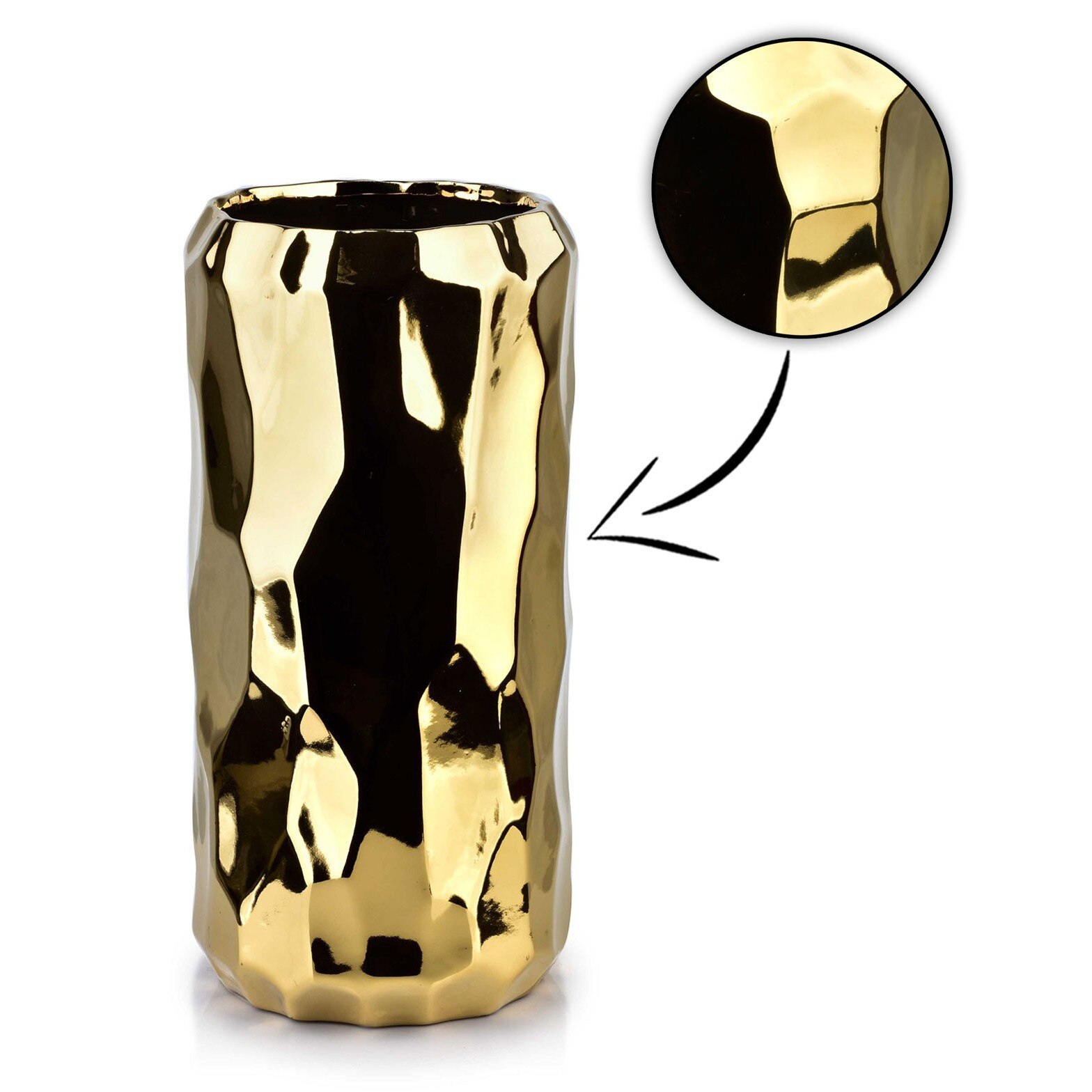 Vaza decorativa, Mondex, Ceramica, 26 cm, Auriu - eMAG.ro