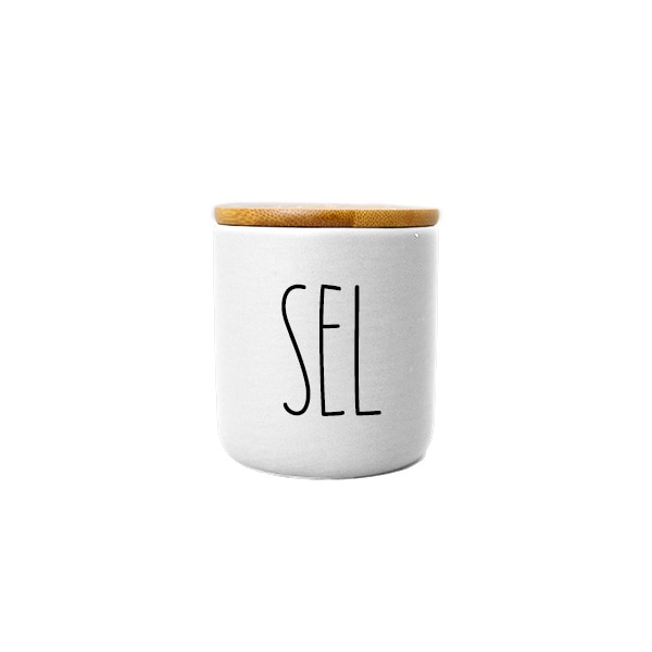 Recipient pentru sare din ceramica cu capac din bambus cu garnitura ...