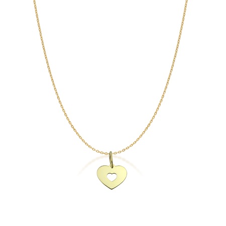 Lant din aur 14K cu pandantiv inima, Aur galben, Heart Gold Necklace - eMAG.ro
