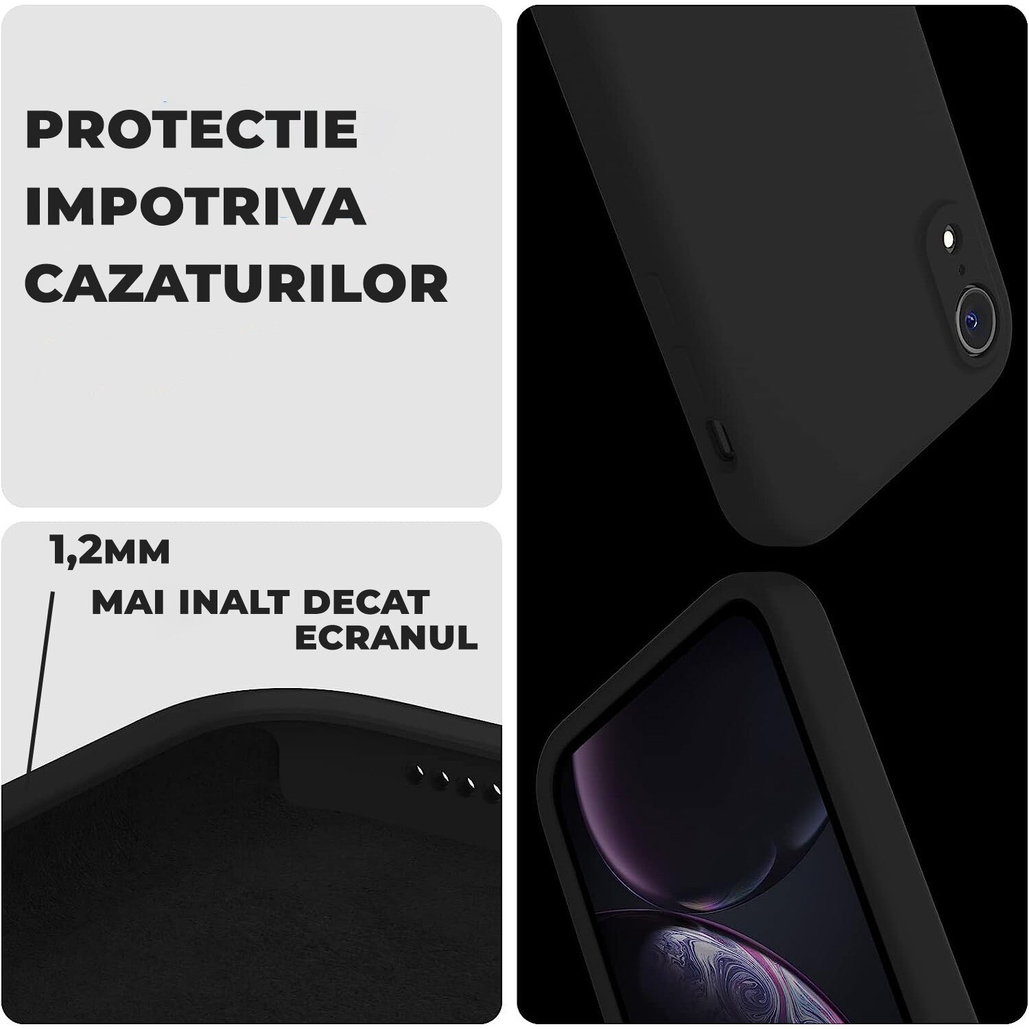 Husa Daden® Soft Silicone compatibila cu iPhone XR, Interior din ...