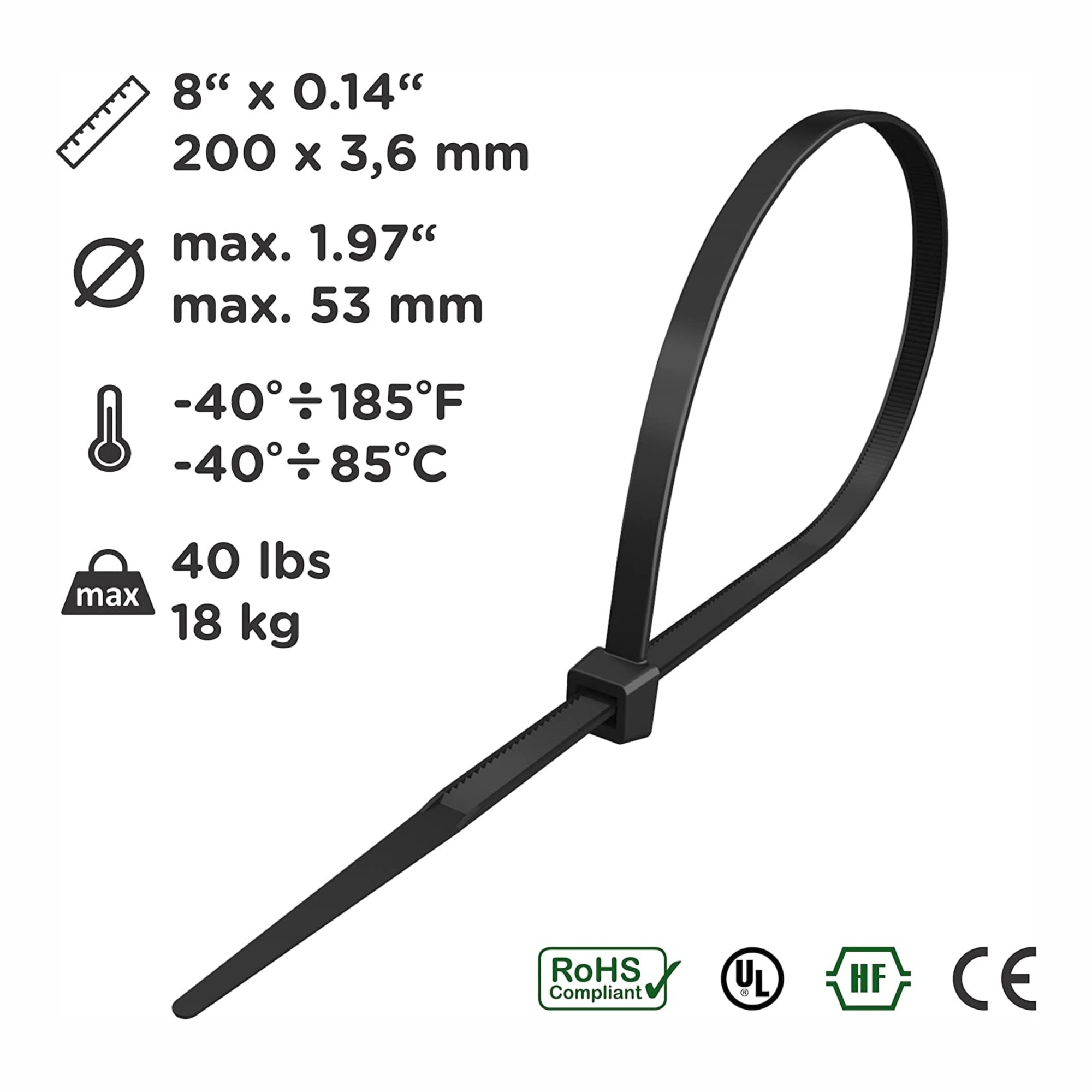 Set 100 buc Soricei, Coliere de Plastic, Fasete, Bride 200 mm x 3.6 mm ...