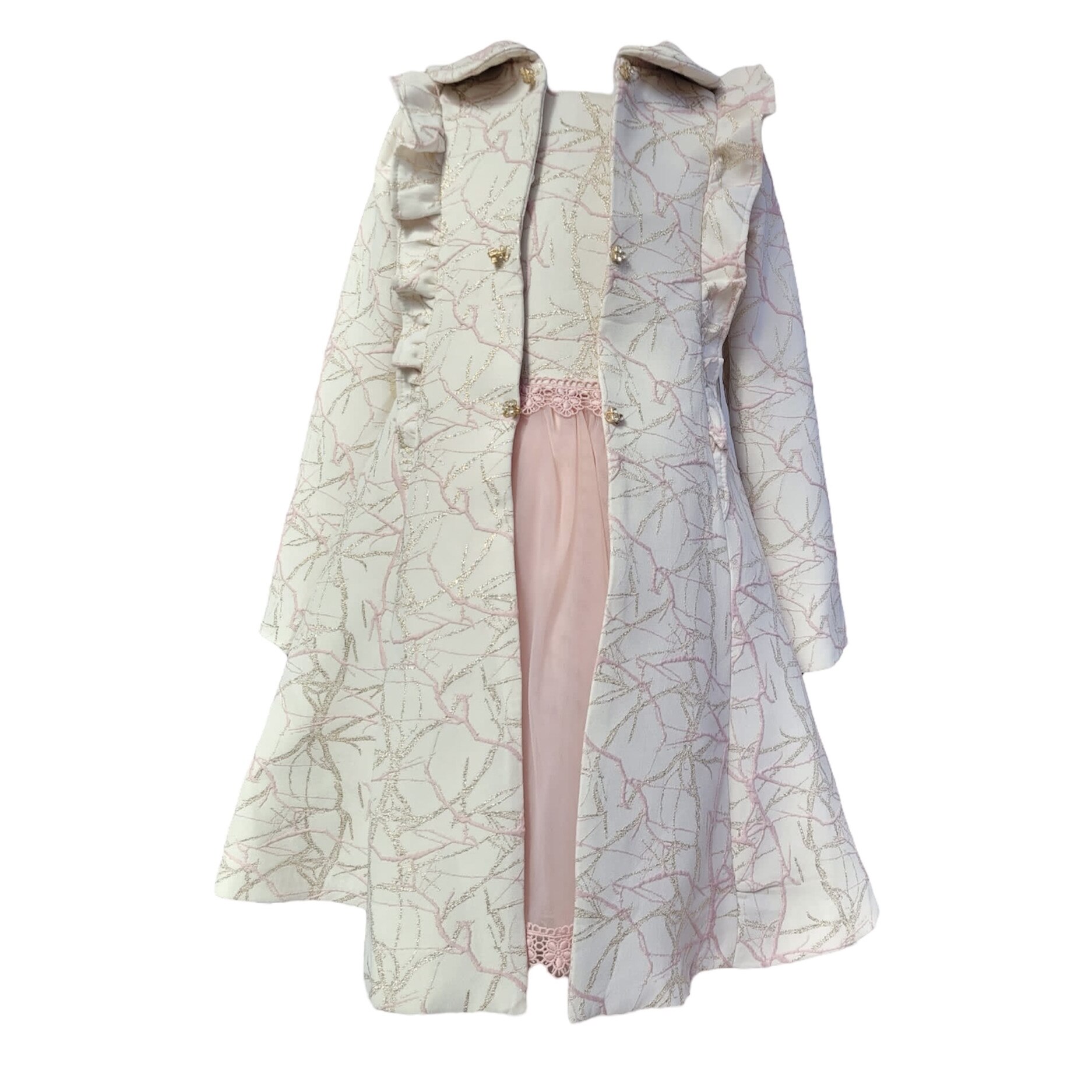 Rochie roz cu tul si pardesiu, Emanuel, marime 134 - eMAG.ro