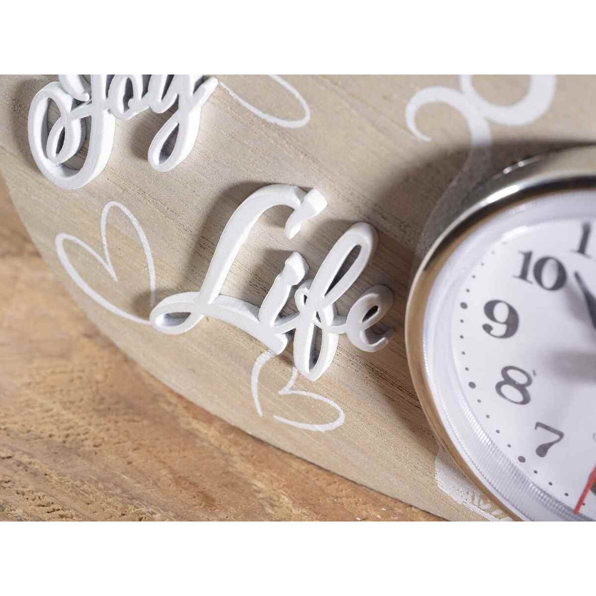 Ceas masa lemn alb natur Time Life 15x4.5x15 cm - eMAG.ro
