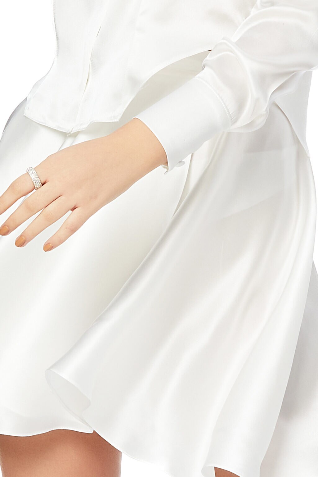 Fusta Framboise Yakira din matase alba M - eMAG.ro