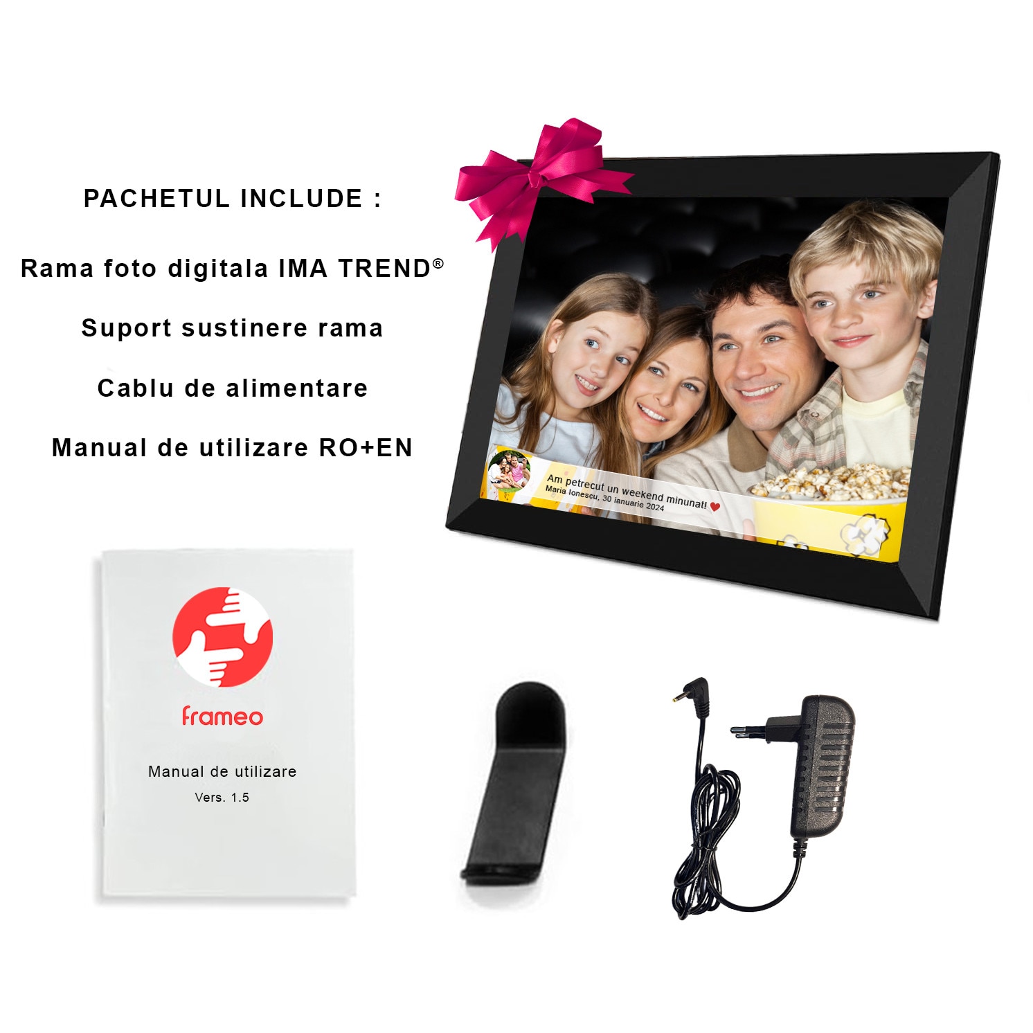 Rama foto digitala IMA Trend®, 10.1 inch, aplicatie Frameo, Android 6 ...