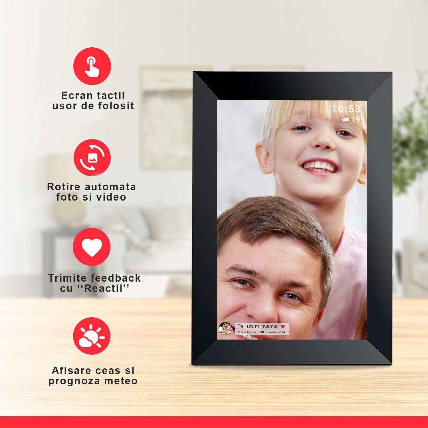 Rama foto digitala IMA Trend®, 10.1 inch, aplicatie Frameo, Android 6 ...