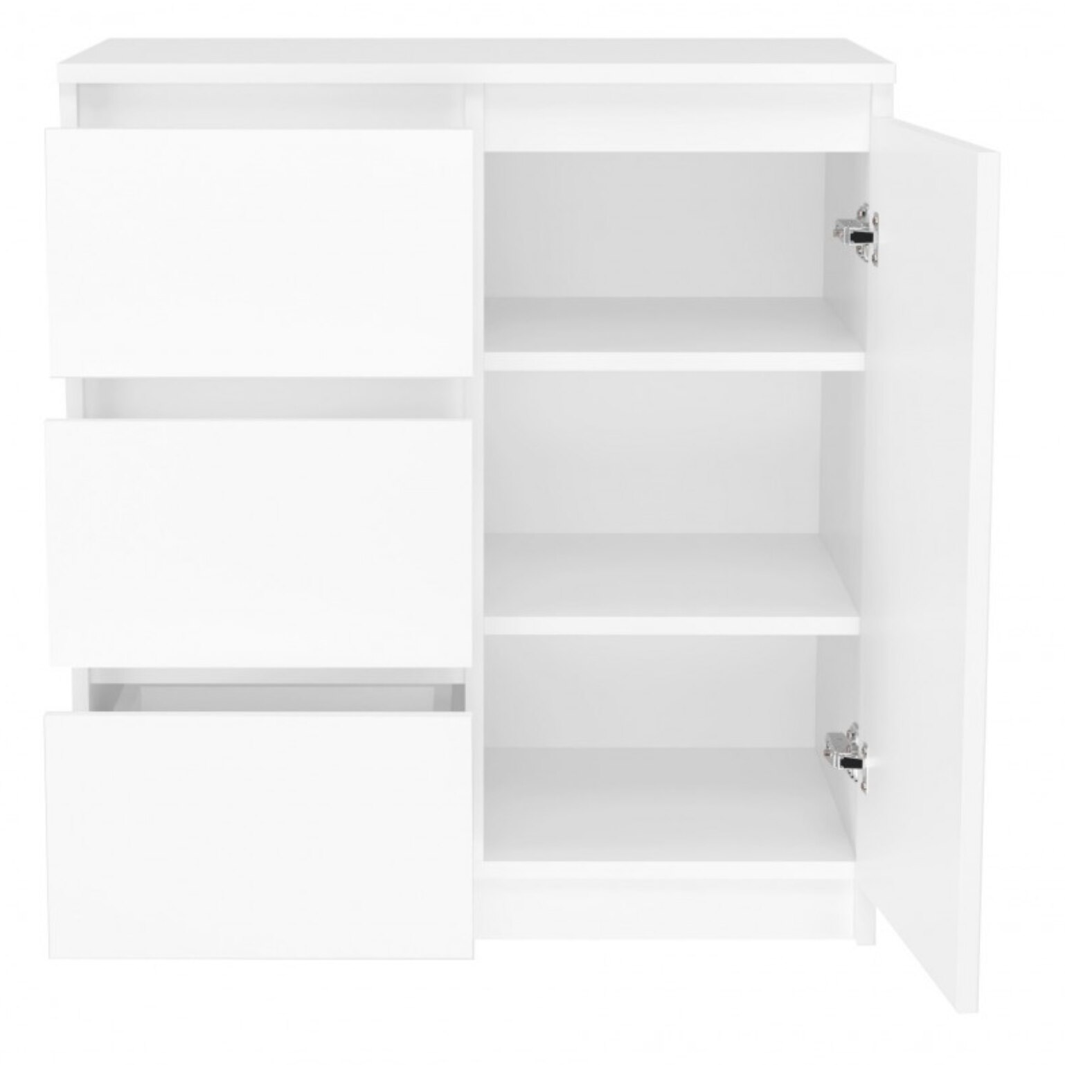 Comoda cu 3 sertare 1 usa alba 40x70x77cm - eMAG.ro