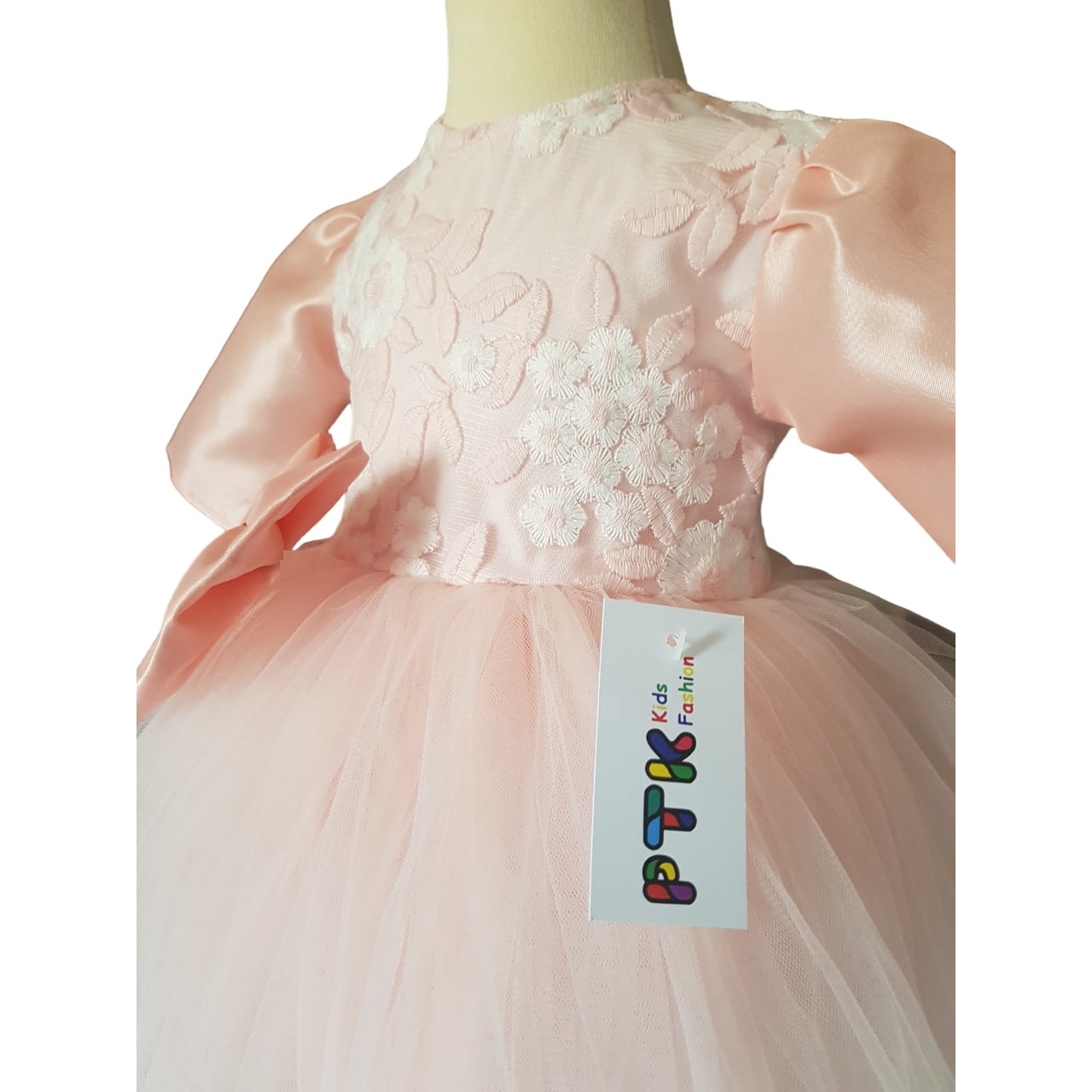 Rochie botez Roz, maneca lunga, 3 piese Ptk Fashion 0-3 luni - eMAG.ro