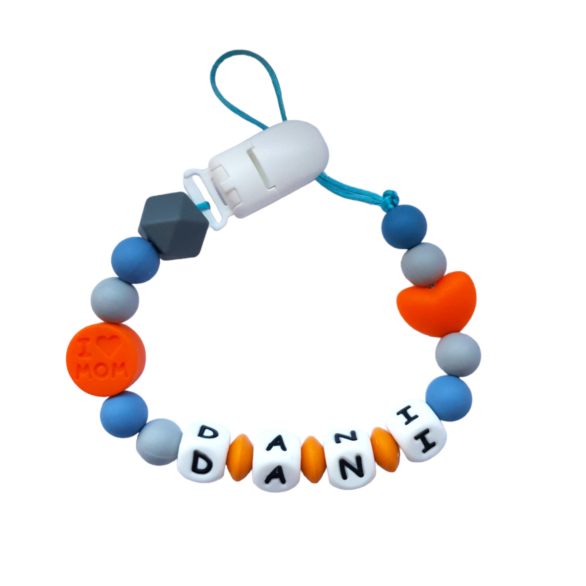 Lantisor personalizat pentru suzeta din silicon alimentar/inimioara ...