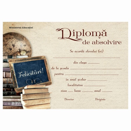 Diploma de absolvire, model 2, format A4, carton 300 grame - eMAG.ro