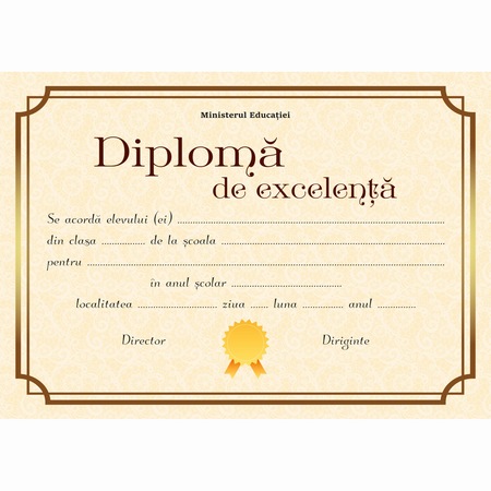 Diploma de excelenta, model 2, format A4, carton 300 grame - eMAG.ro