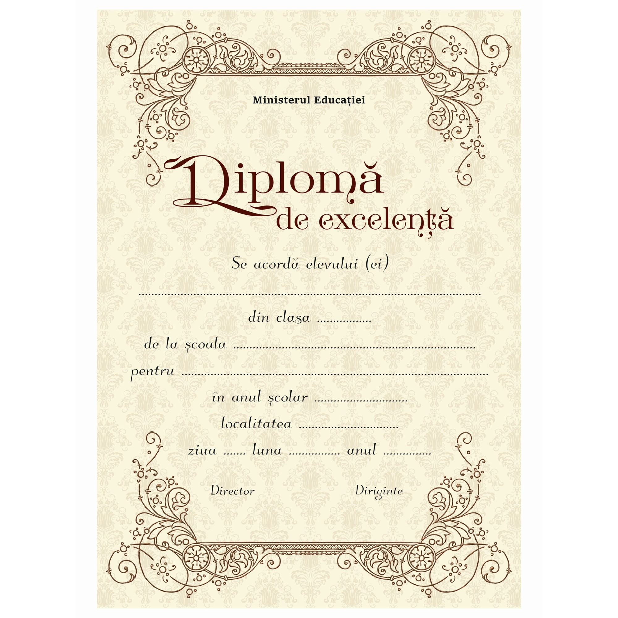 Diploma de excelenta, model 3, format A4, carton 300 grame - eMAG.ro
