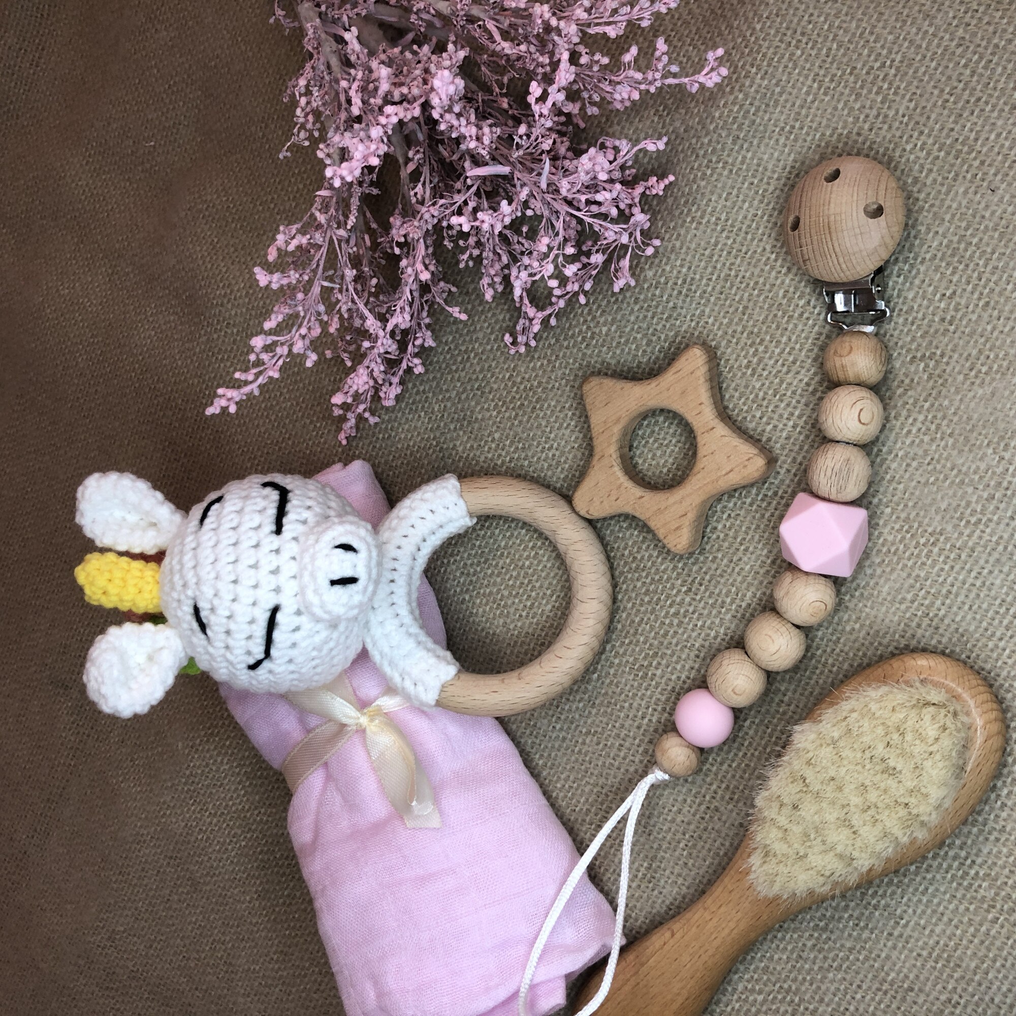 Set Bebelusi sau Nou Nascuti, Hello World, 6 piese, Lantisor suzeta ...