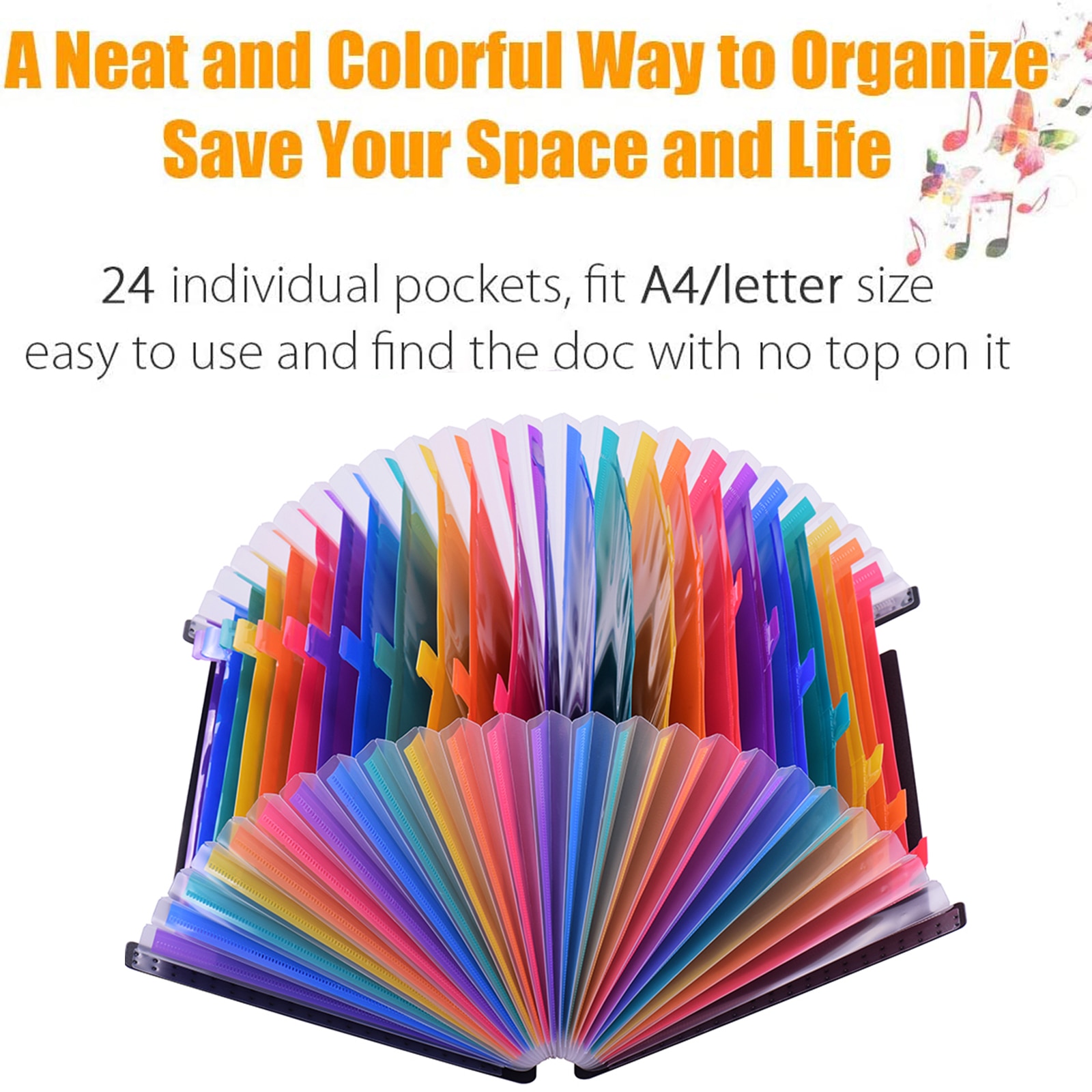 Държач за документи A4+, Zggzerg, Разтегателен, 24 отделения, Преносим ...