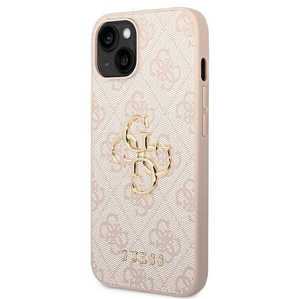 Husa de protectie Guess cu logo metalic PU 4G pentru iPhone 14, Roz ...
