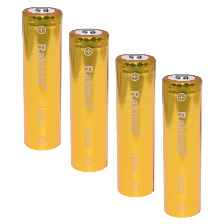 Set 4 acumulatori Rakieta 18650, 3.7v, 12000mAh, Li-ion, Auriu - eMAG.ro