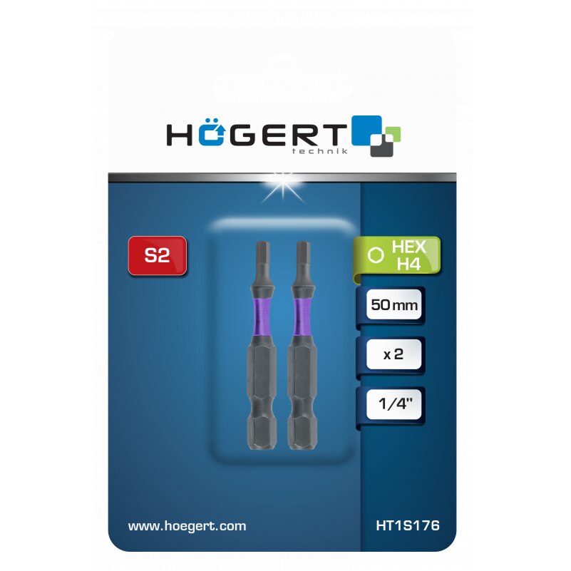 Set 2 Bituri HEX H4, 50mm, IMPACT, Otel S2, Hogert - eMAG.ro