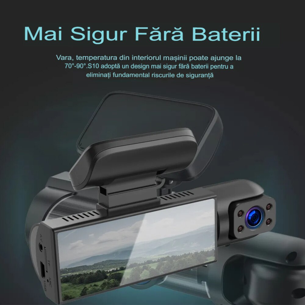 Camera Auto De Bord Full HD 1080P, 2 Lentile, Camp Vizual Ultra-Larg De ...