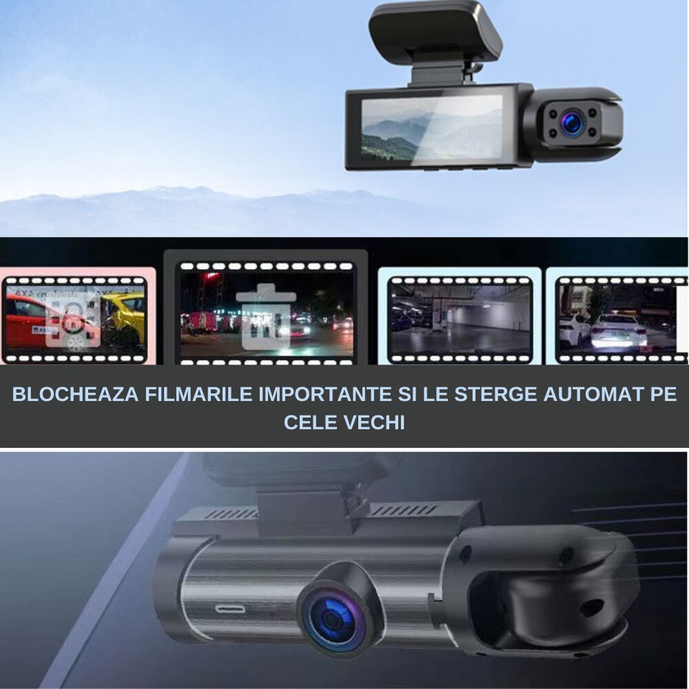 Camera Auto De Bord Full HD 1080P, 2 Lentile, Camp Vizual Ultra-Larg De ...