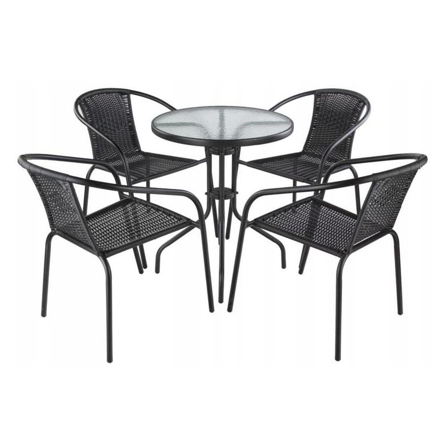 Scaun gradina/bistro, Jumi, metal, ratan, negru, 53x60x73 cm - eMAG.ro