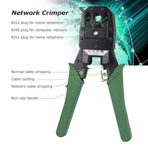 Set testare cablu de retea, tester UTP 13 in 1 cu cleste de sertizare ...