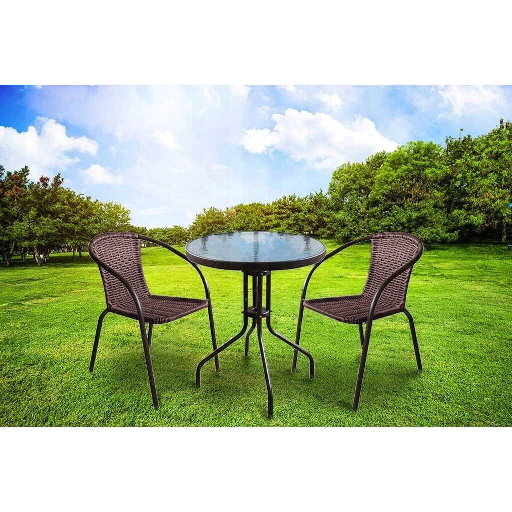 Scaun gradina/bistro, Jumi, metal, ratan, maro, 53x60x73 cm - eMAG.ro