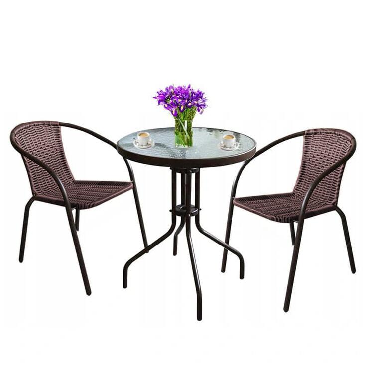 Scaun gradina/bistro, Jumi, metal, ratan, maro, 53x60x73 cm - eMAG.ro
