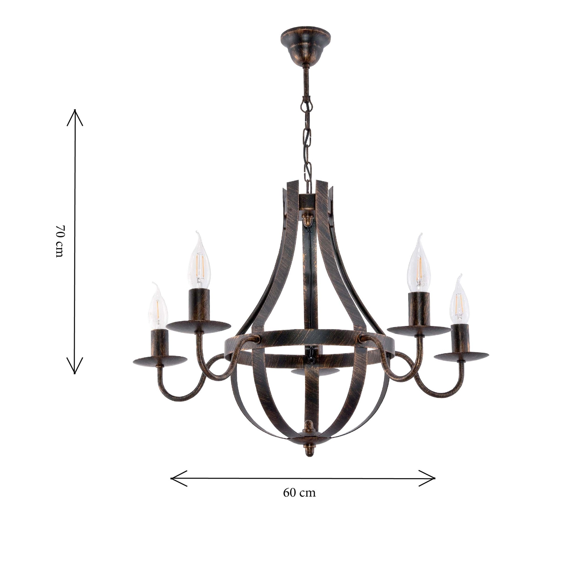 Candelabru suspendat, Metal vopsit, 70 x60 cm, Negru/Auriu vintage ...