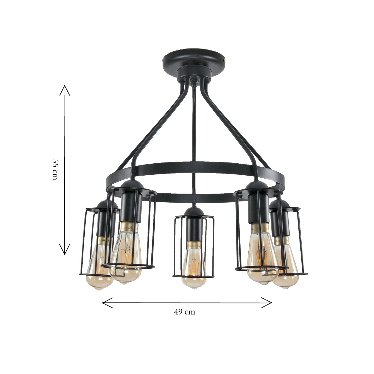Plafoniera Havel, Edylit, Metal, 55 x 49 cm, Negru - eMAG.ro