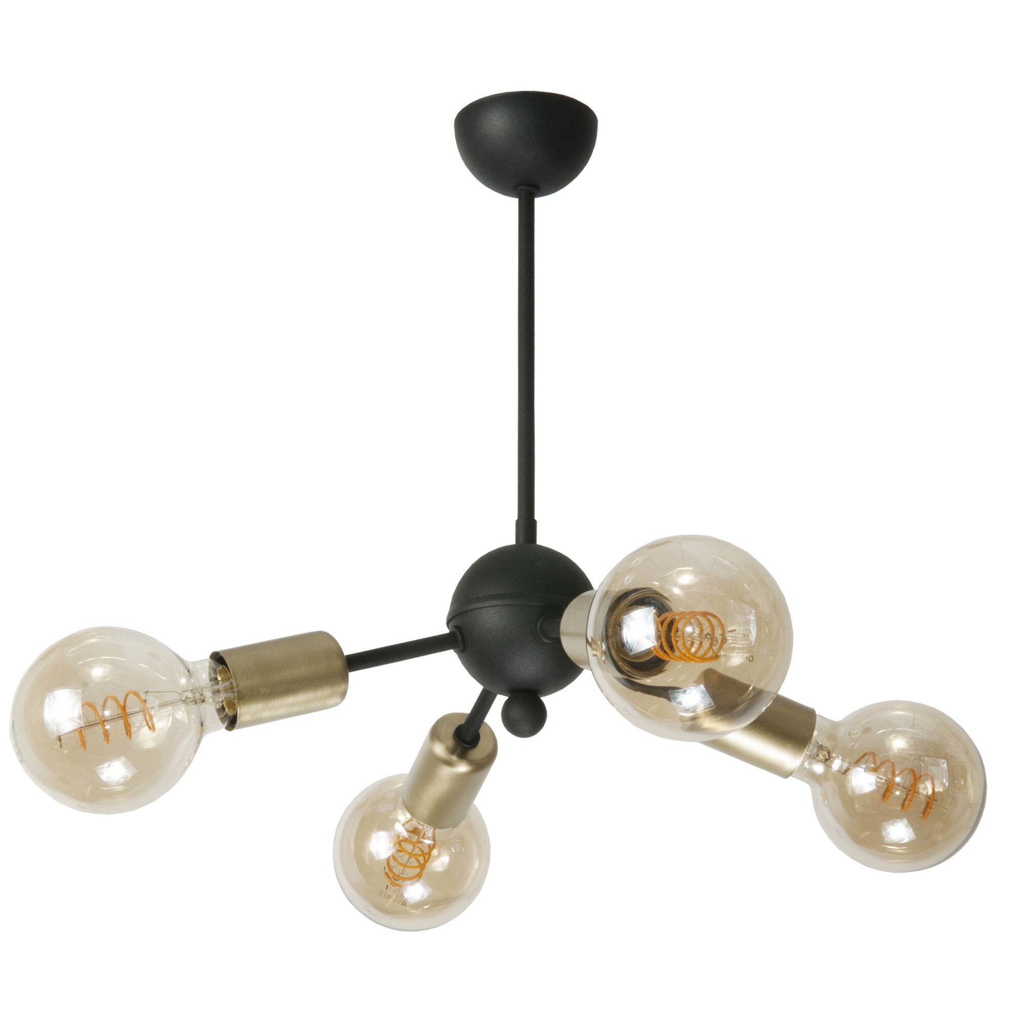 Plafoniera industriala Siro, Edylit, Metal, 45 x 52 cm, Negru/Auriu ...