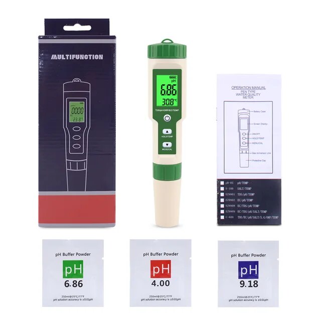 Tester profesional pentru masurat calitate apa 5-in-1, TDS/EC/ORP/PH ...