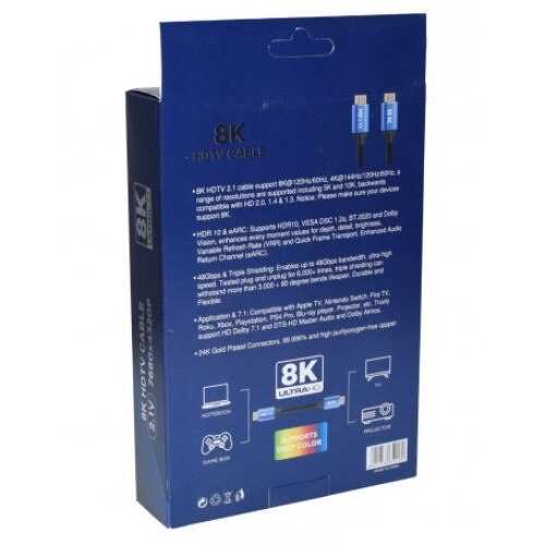 Cablu Hdmi HDTV 8K 2,1V, 3M, Verde/Negru - eMAG.ro