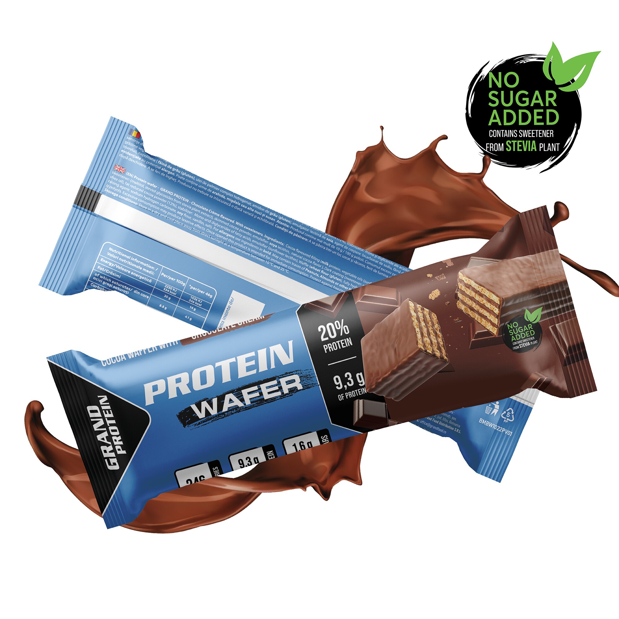 Napolitane proteice, GRAND PROTEIN, Protein Wafer, Crema de Ciocolata ...