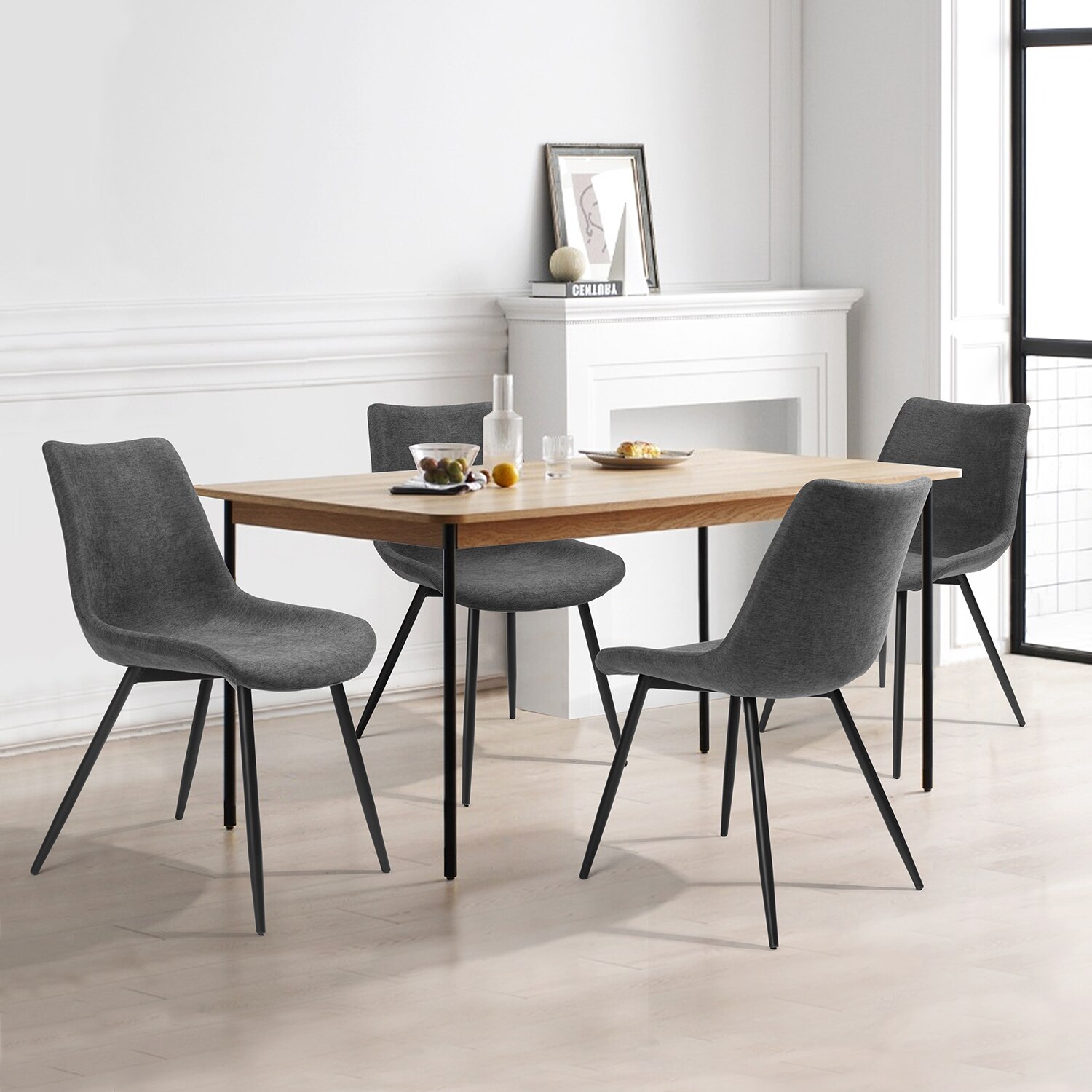 Set 2 scaune pentru living, Lemn/catifea, 49 x 58 x 82 cm, Gri - eMAG.ro