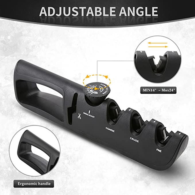 Aparat Profesional Manual Pentru Ascutit Cutite, 4 in 1, cu buton cu ...