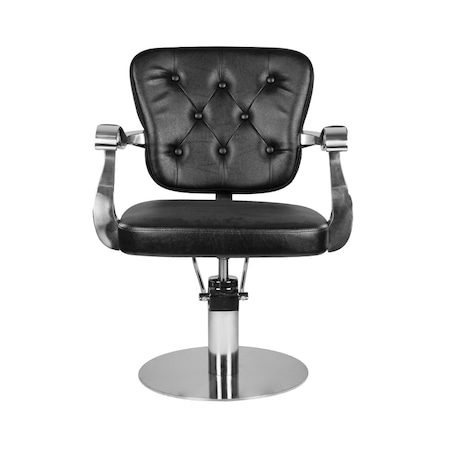 Scaun coafor, Gabbiano, Piele ecologica, 44-57 cm, negru - eMAG.ro