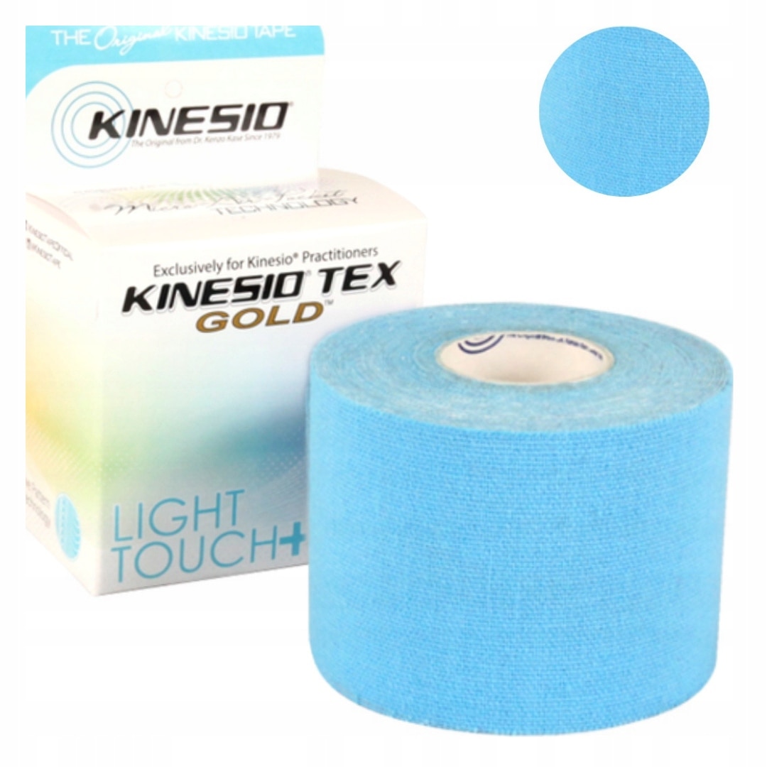 Banda de kinesiotaping bumbac 5 cm x 5 m, Kinesio Tex Gold Light Touch +, Albastru - eMAG.ro